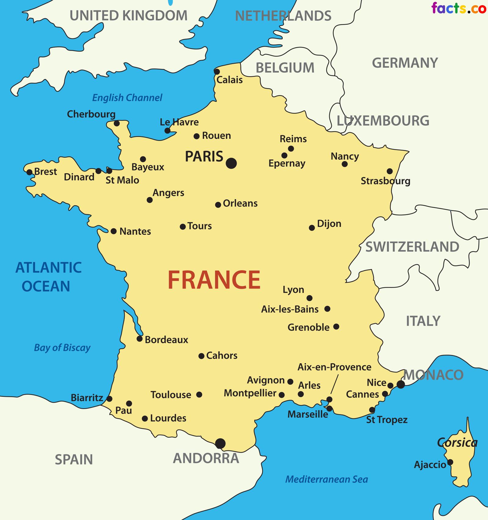 Mapa da França para crianças - Mapa da França para crianças (Europa ...