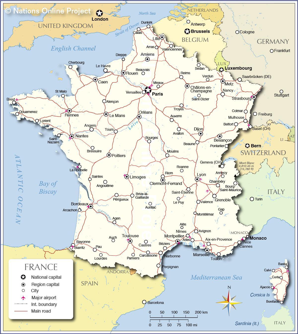 Mapa de França - me Mostrar um mapa da França (Europa Ocidental - Europa)